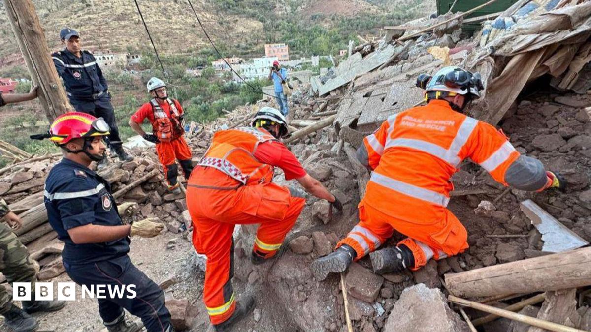 Kent firefighters rescue dog in Morocco earthquake aftermath - BBC News