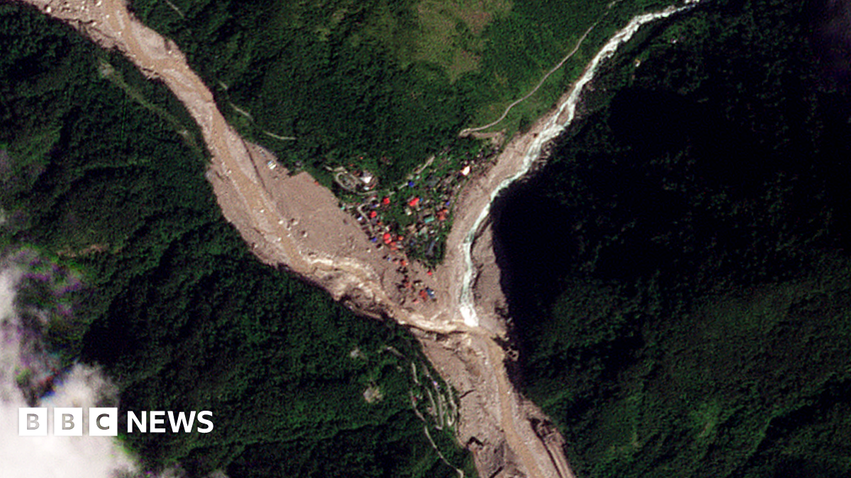 Sikkim: Satellite images show devastating Himalayan floods - BBC News