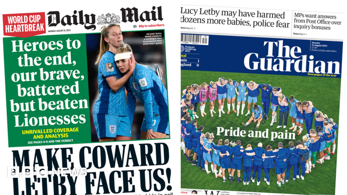 Newspaper headlines: 'Heartbreak' for England who 'did us all proud ...