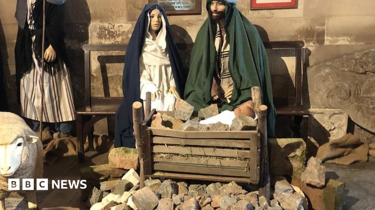 Tewkesbury Abbey's rubble nativity scene highlights children affected ...