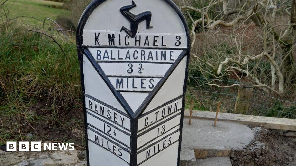 Historic Isle of Man TT course milestone repaired after crash - BBC News