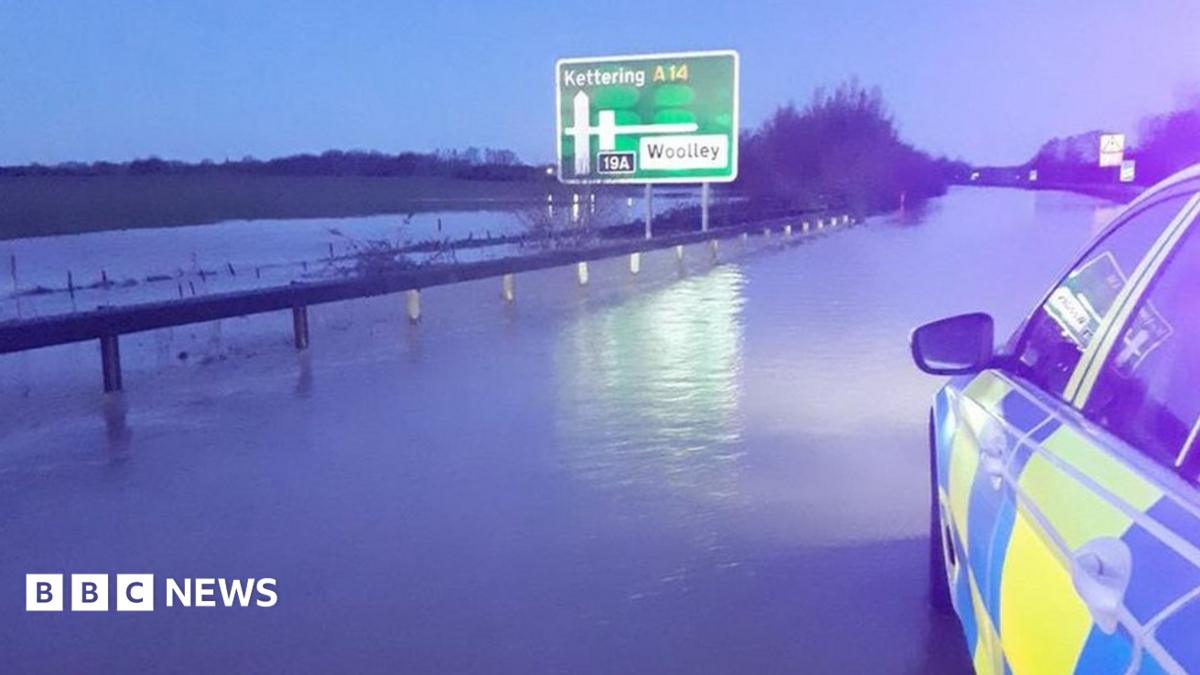 A14: Road partially reopens after flooding in Northamptonshire and ...