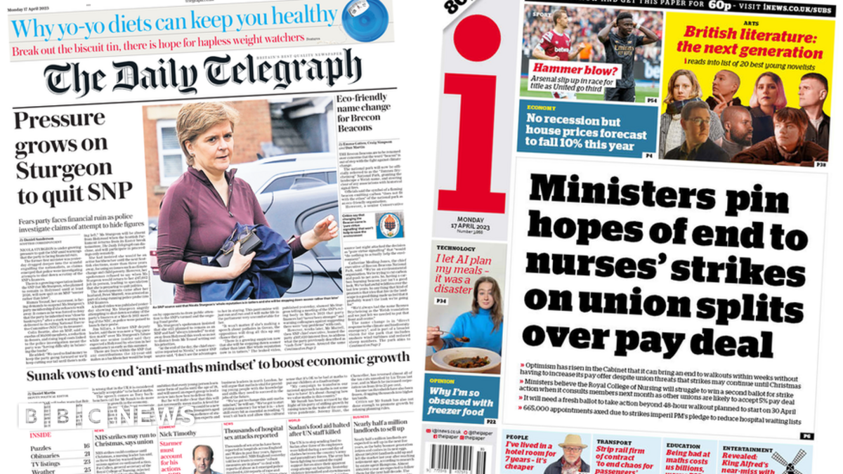 Newspaper headlines: Nurses' strike warning and PM's maths promise ...
