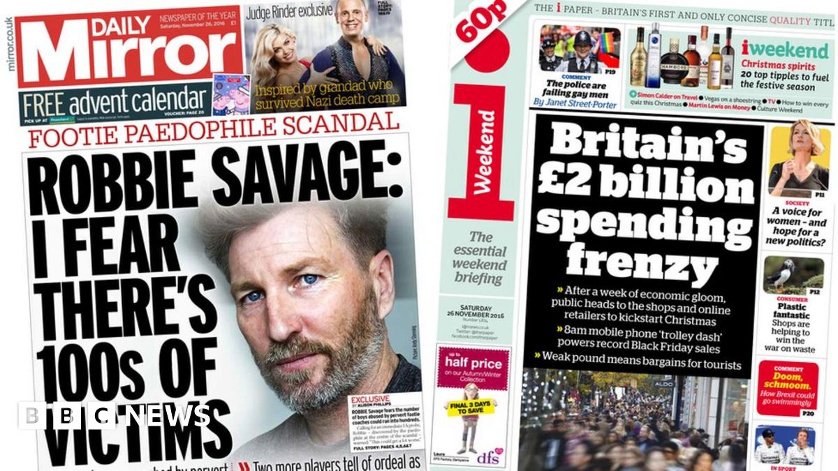 Newspaper headlines: 'Hundreds of football victims' - BBC News
