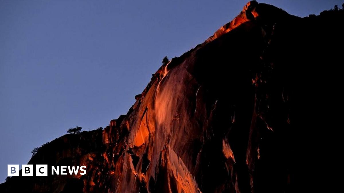Yosemite's 'firefall': Fiery-red water looks like lava - BBC News