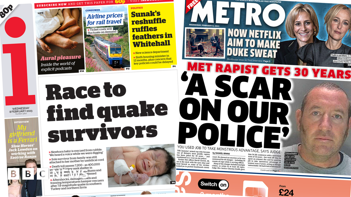 Newspaper headlines: 'Race to find quake survivors' and a 'scar' on ...