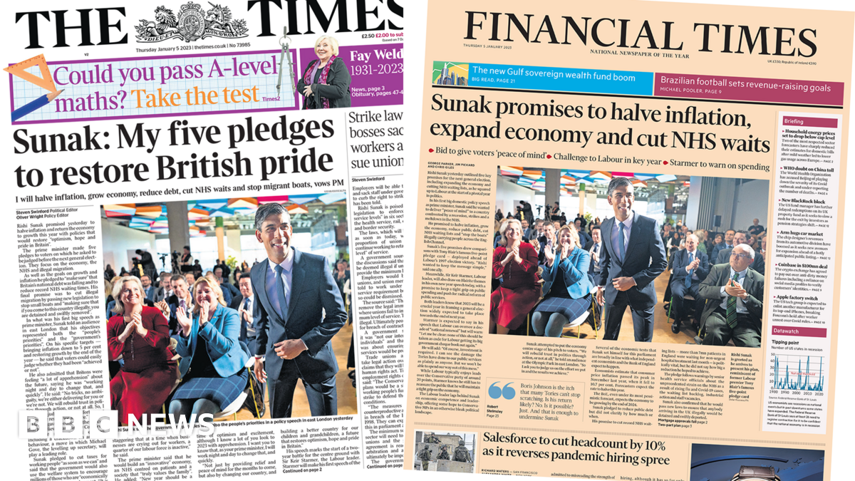 Newspaper headlines: 'PM's five pledges' and '£122m PPE unsafe for NHS ...