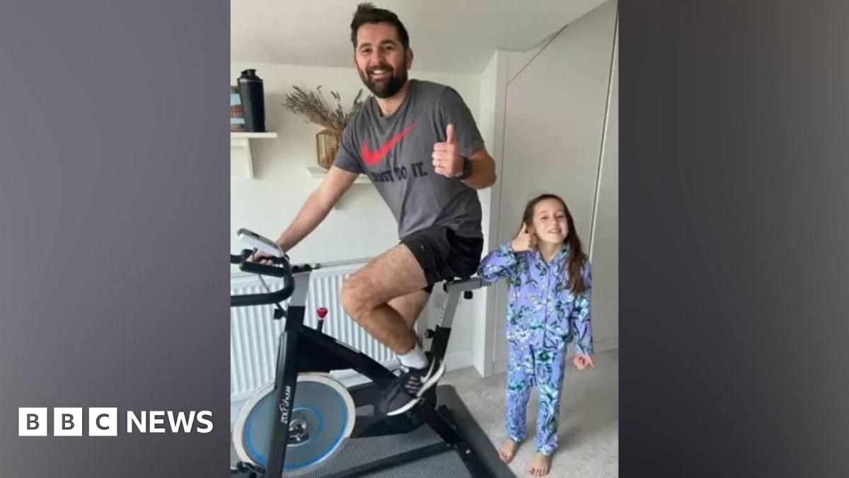 Dad from County Durham completes kidney cycle challenge - BBC News