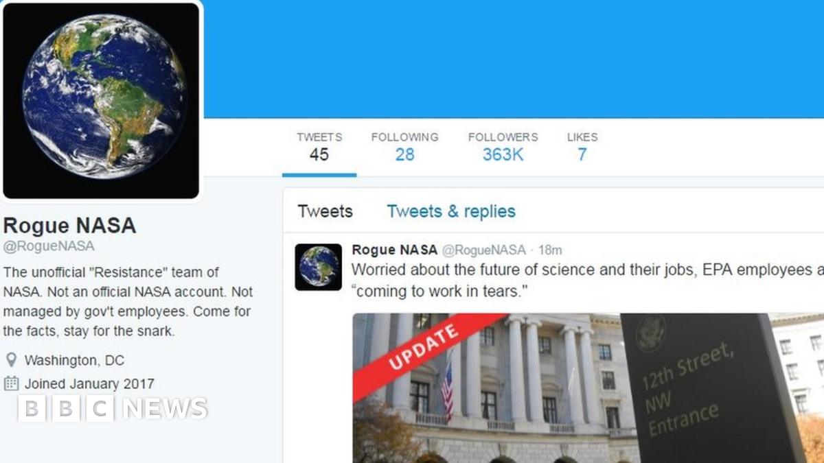 Rogue Nasa account fights Trump on climate change - BBC News