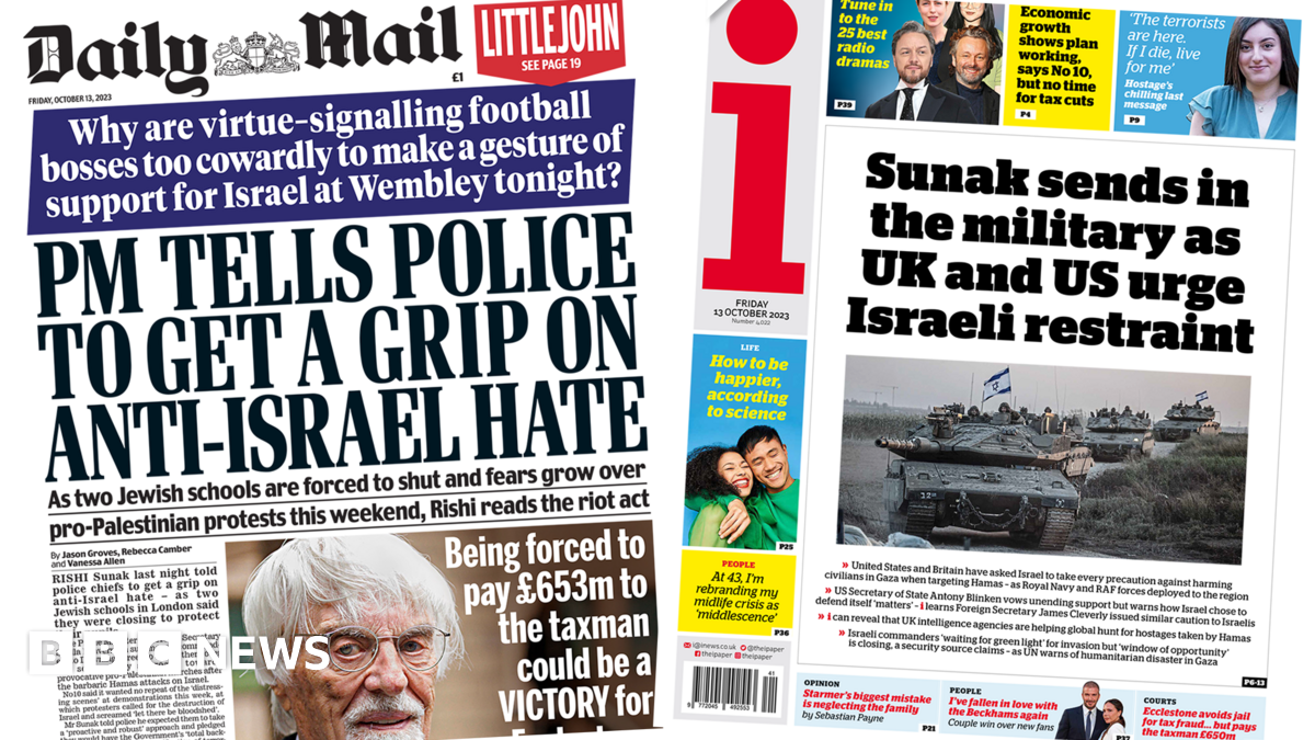 Newspaper headlines: 'Sunak sends military' and 'Ecclestone's £400m fraud' - BBC News