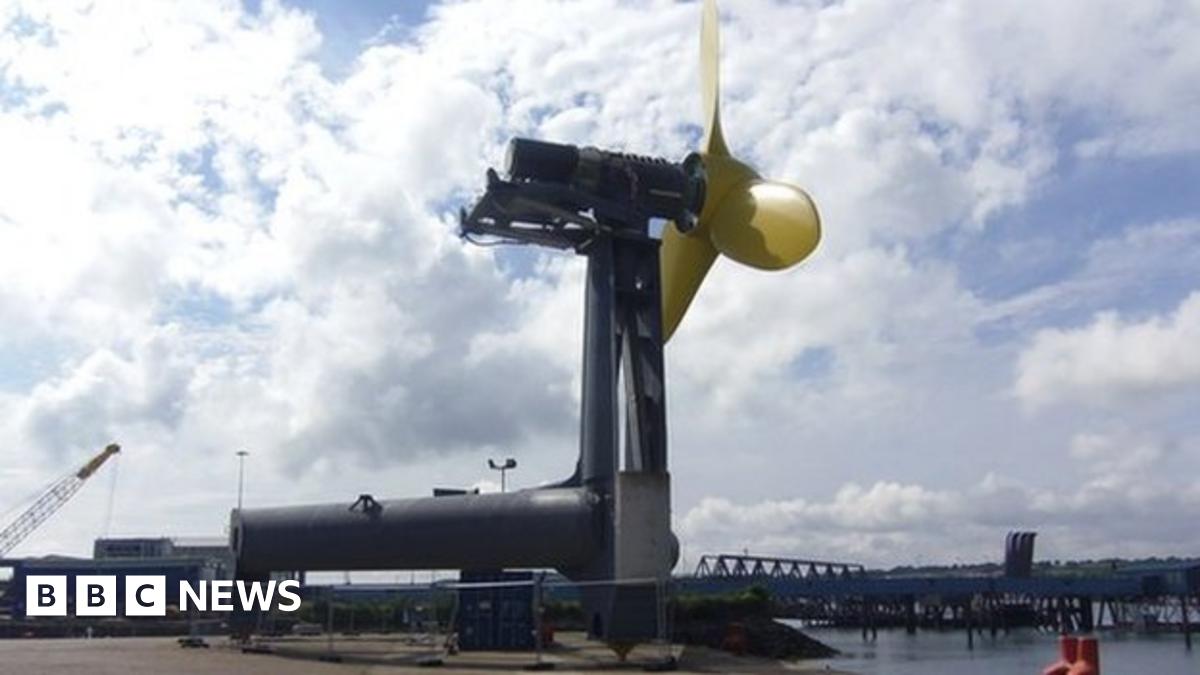 'Landmark' tidal turbine still at dock after eight months - BBC News