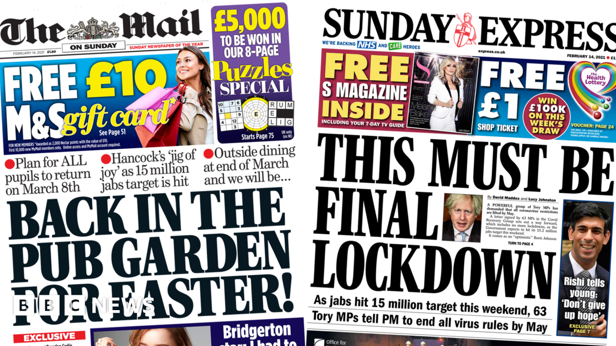 Newspaper headlines: 'Back in the pub garden' and 'final lockdown' call ...