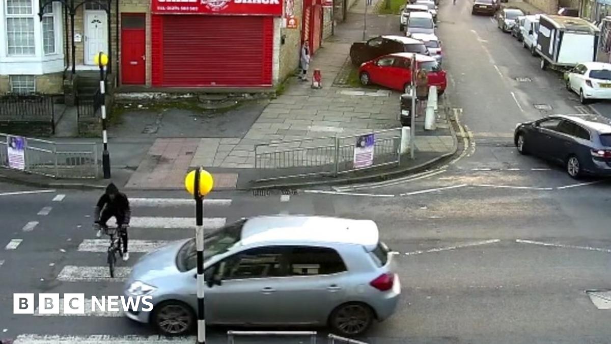Viral Bradford zebra crossing crashes caught on CCTV - BBC News