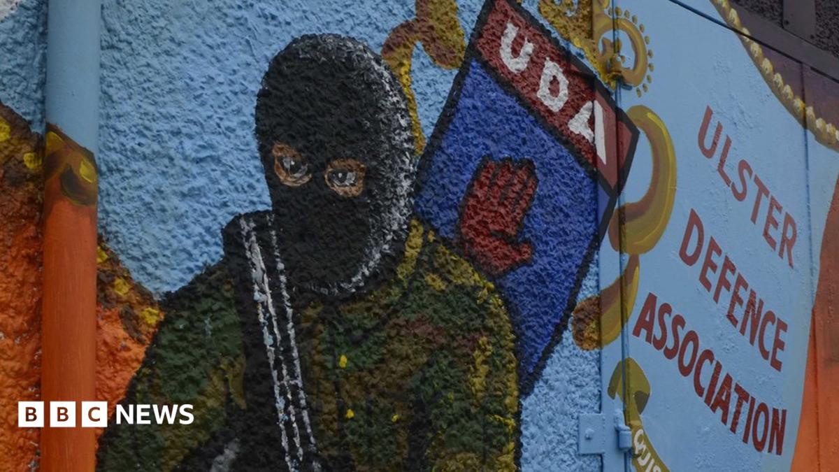 Newtownards: Crowd of men removes UDA insignia from estate - BBC News