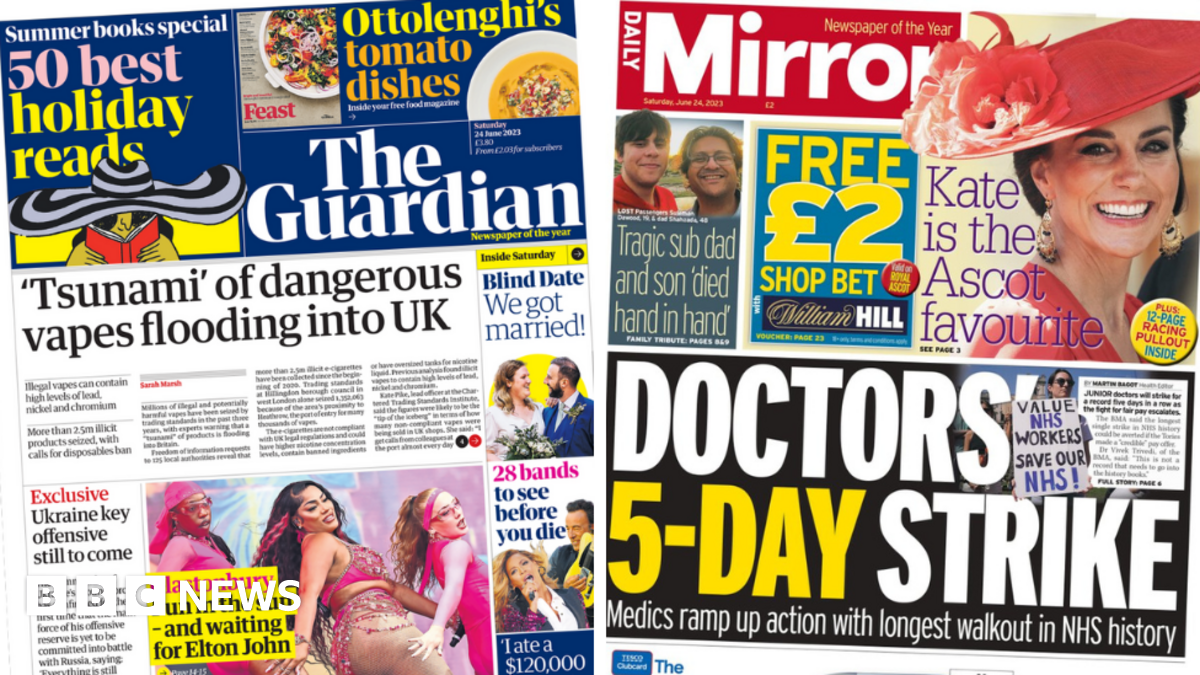 Newspaper headlines: 'Dangerous vape tsunami' and fresh doctors' strike ...