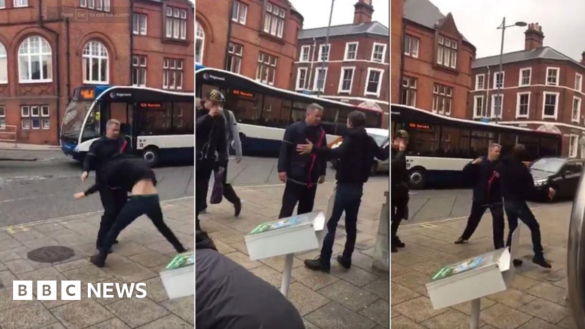 'Bus driver fight' in Norwich caught on camera - BBC News