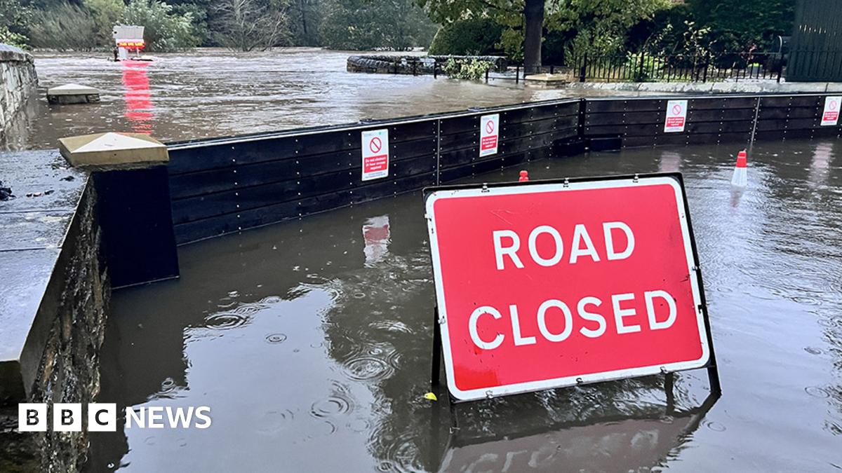 Rothbury river level drops after Storm Babet flooding - BBC News