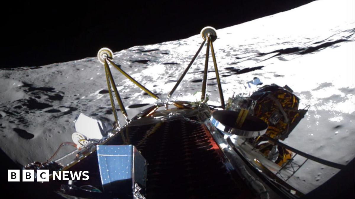 Athena spacecraft lands on Moon but appears to be on its side - BBC News