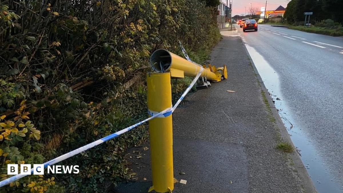 Vandals chop down another speed camera in Cornwall - BBC News