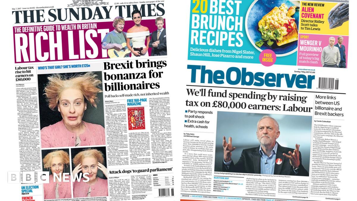 Newspaper headlines: Tax plans and billionaires' Brexit 'bonanza' - BBC ...