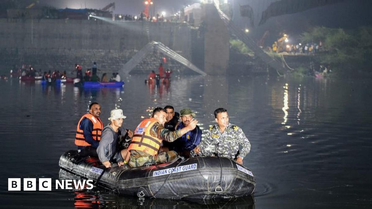 India bridge collapse: Death toll rises to 141, many still missing - BBC News