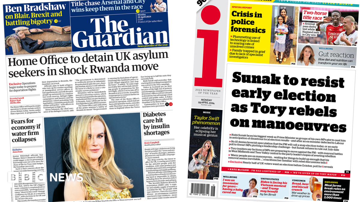 Newspaper headlines: Asylum detentions to begin and 'Tory MPs plotting ...
