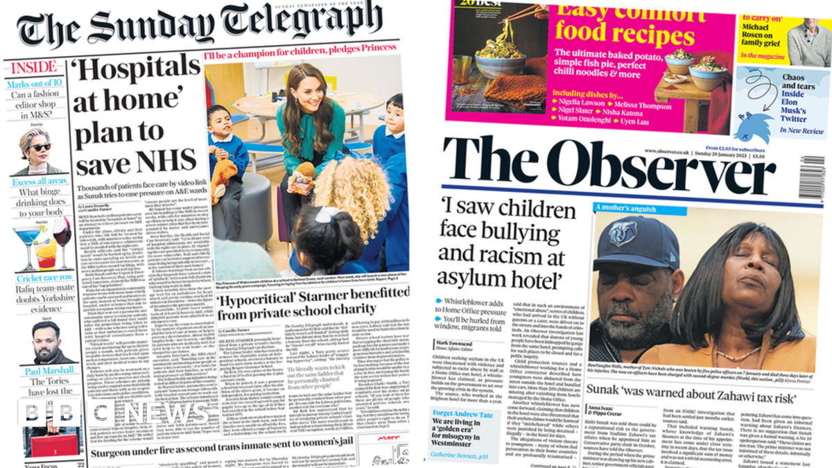 Newspaper headlines: 'Hospitals at home' plan and 'asylum hotel racism ...