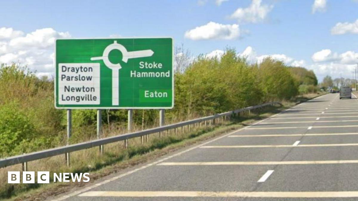Two men seriously injured in Milton Keynes motorcycle crash - BBC News
