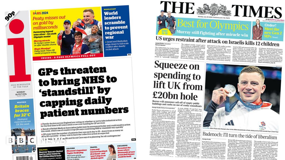 Newspaper headlines: GPs 'standstill' and 'silver for Peaty' - BBC News