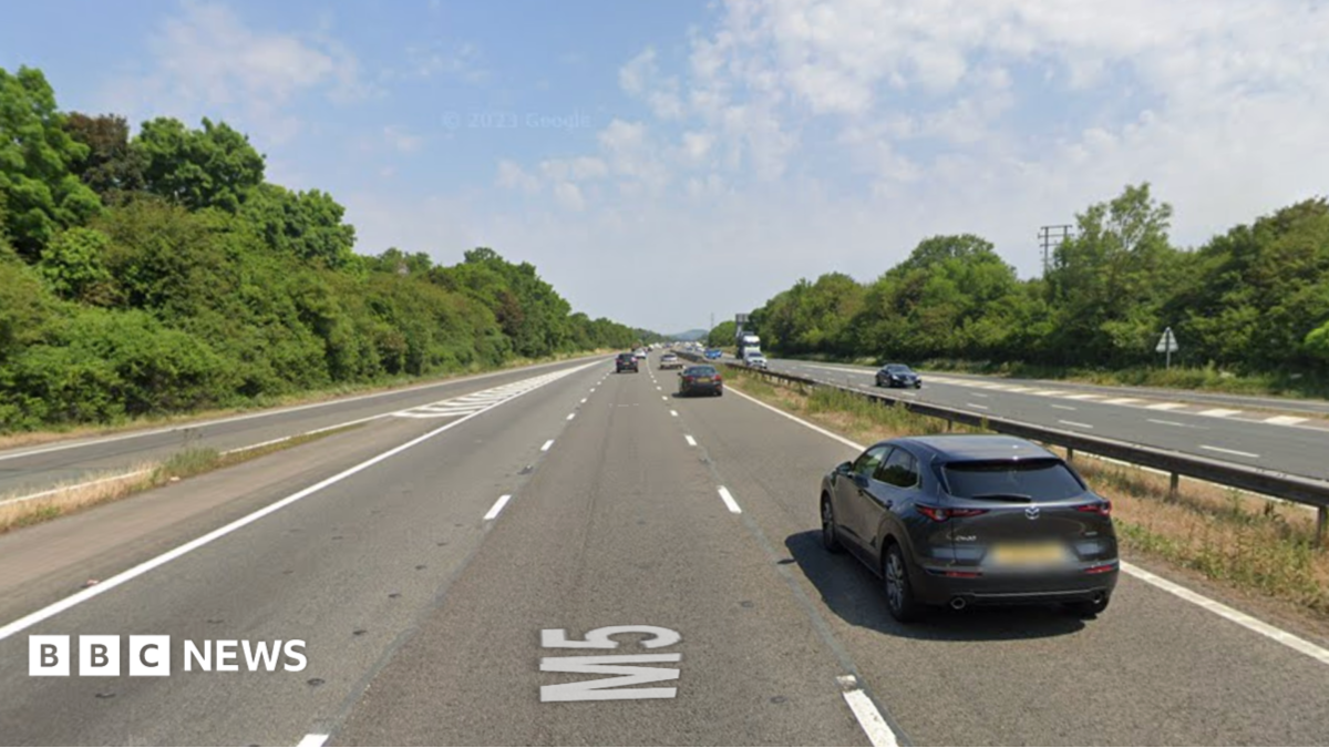 Concrete thrown off M5 bridge onto van - BBC News
