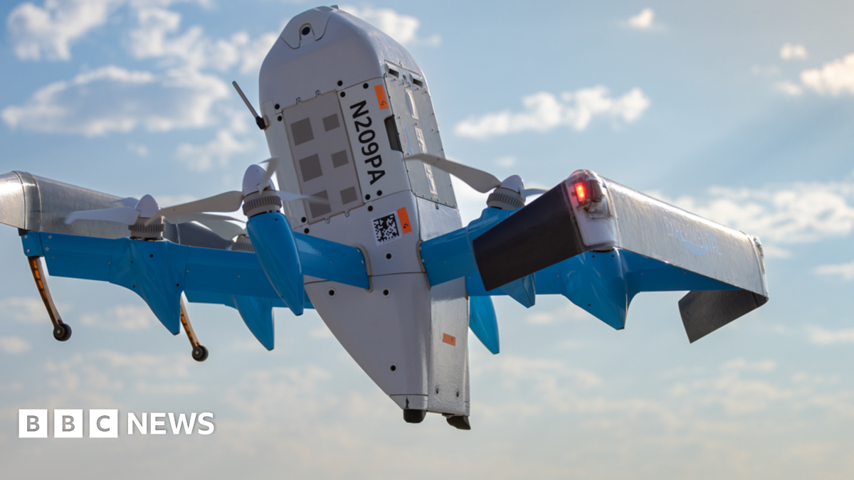 Amazon deliveries go airborne as test flights begin in Darlington - BBC ...