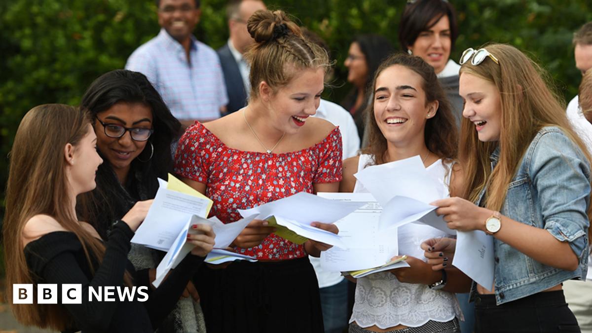 GCSE: Pass rate dips as students face tougher exams - BBC News