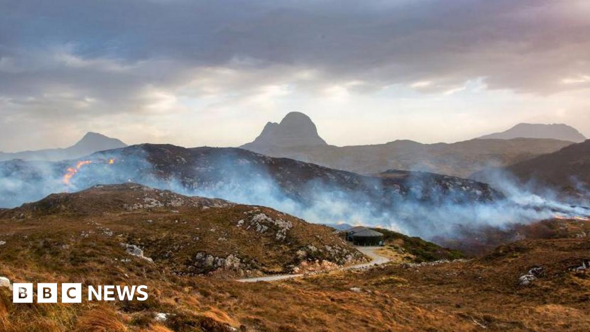 Wildfire sparked by damaged power line near Lochinver - BBC News