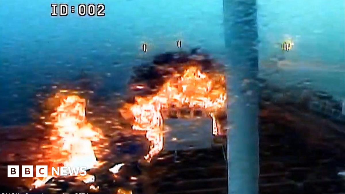 North Sea tanker crash explosion shown in court - BBC News