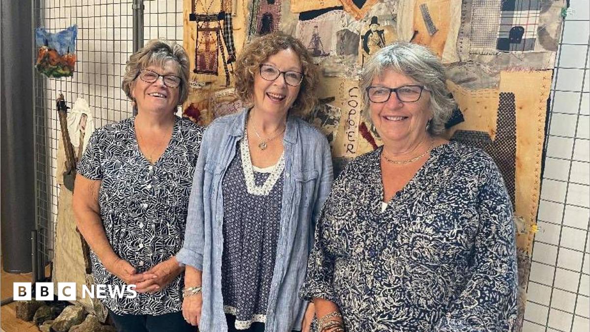 Embroidered wall hanging created to depict mining in Cornwall - BBC News