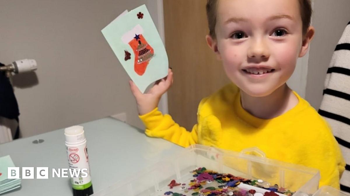 Barry boy makes 700 Christmas cards to spread festive joy - BBC News