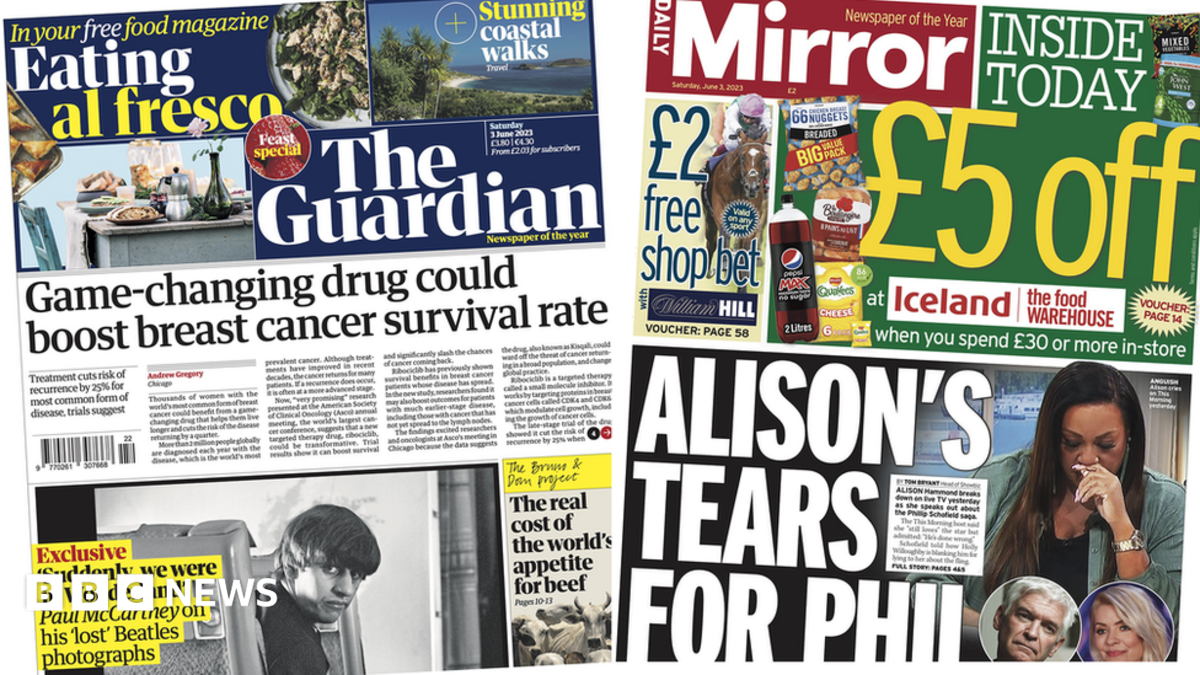 Newspaper headlines: Cancer 'game-changer' and 'tears for Phil' - BBC News