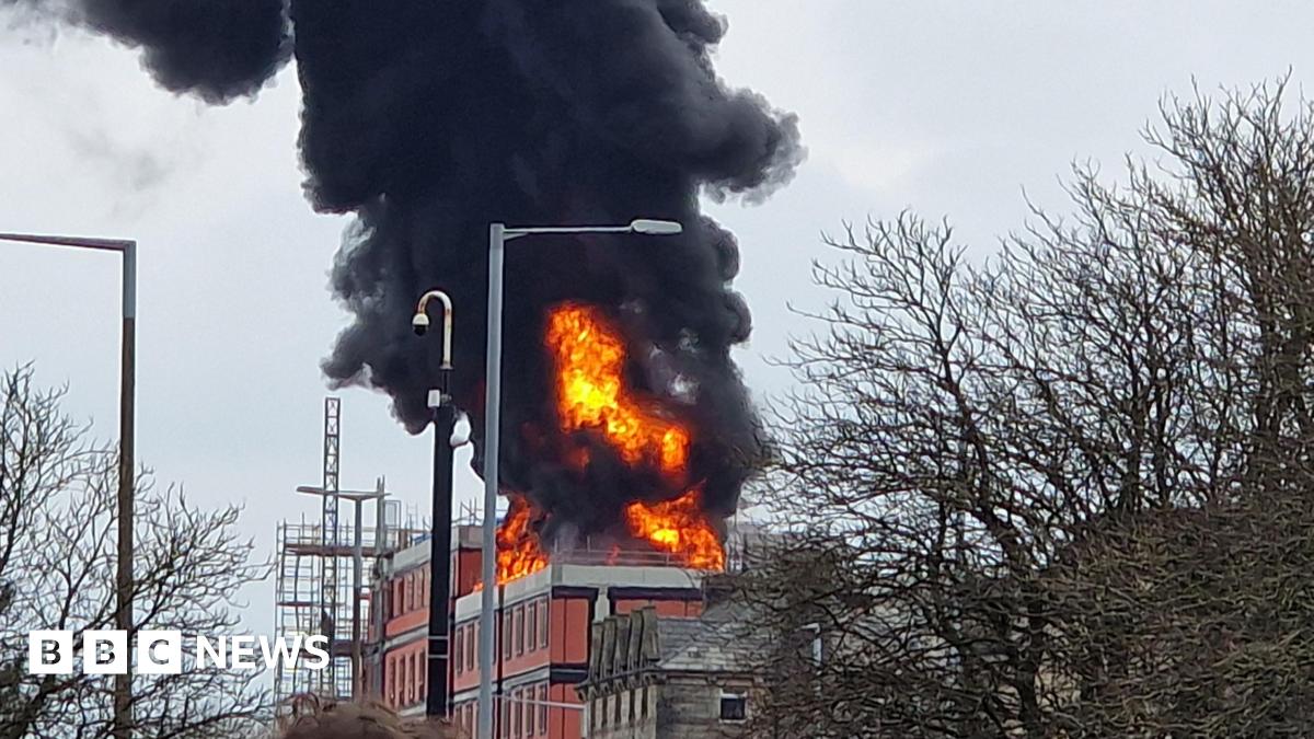 Firefighters tackle Lancaster blaze at flats under construction - BBC News
