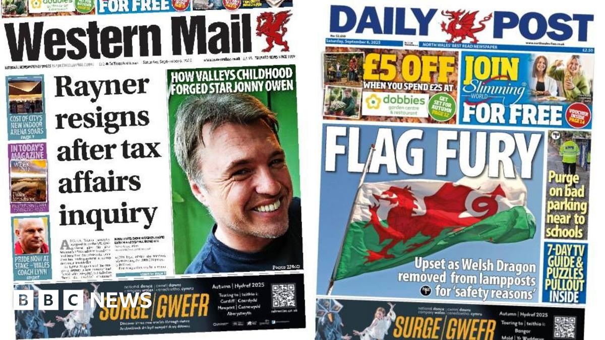 Wales' papers: Flag fury and Rayner resigns - BBC News