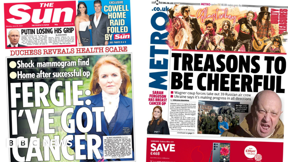 Newspaper headlines: 'Fergie cancer battle' and 'Elton bids farewell ...