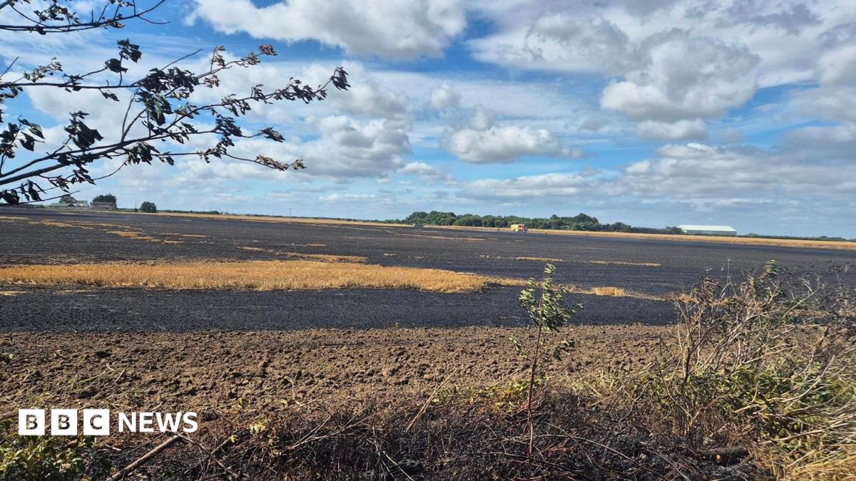 Manston: Aftermath revealed as field badly damaged in fire - BBC News