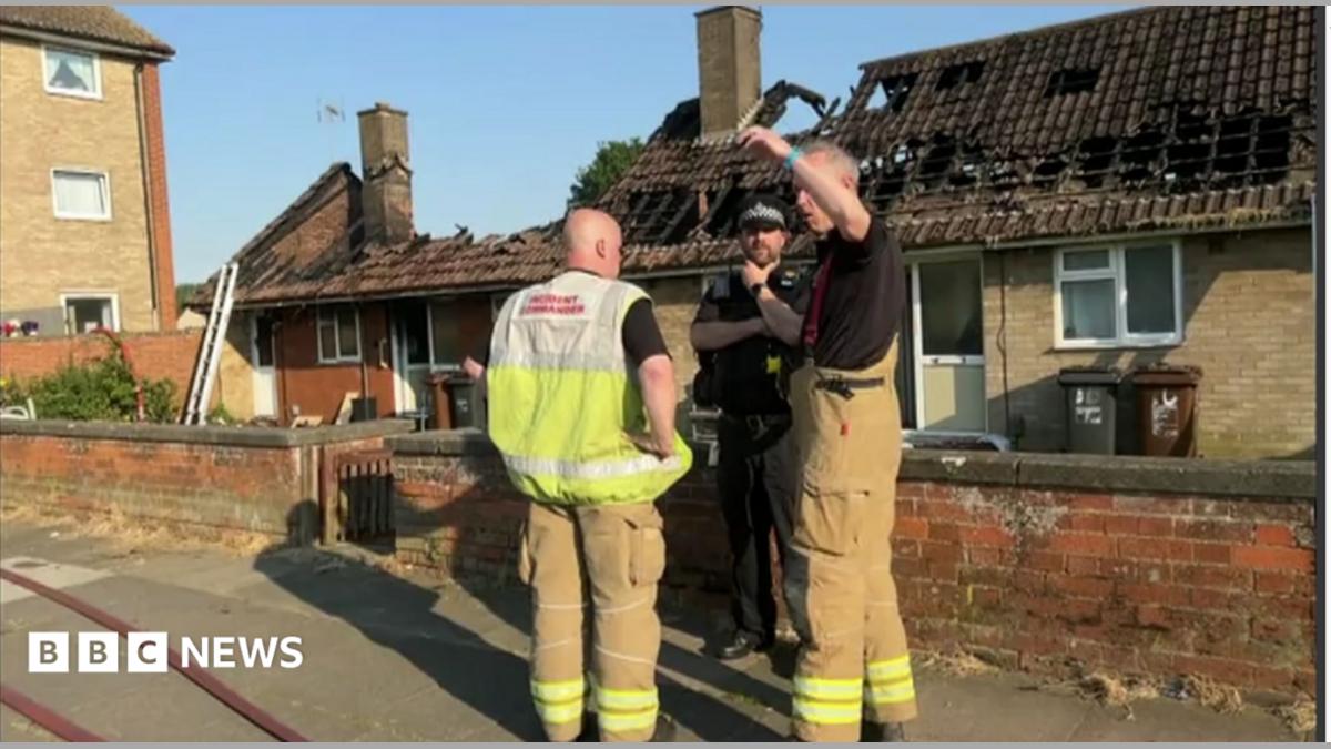 Police treating 'lucky escape' house fire in Corby as arson - BBC News