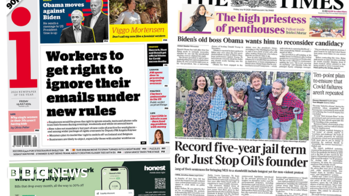 Newspaper headlines: Climate activists jailed and Obama 'moves against ...
