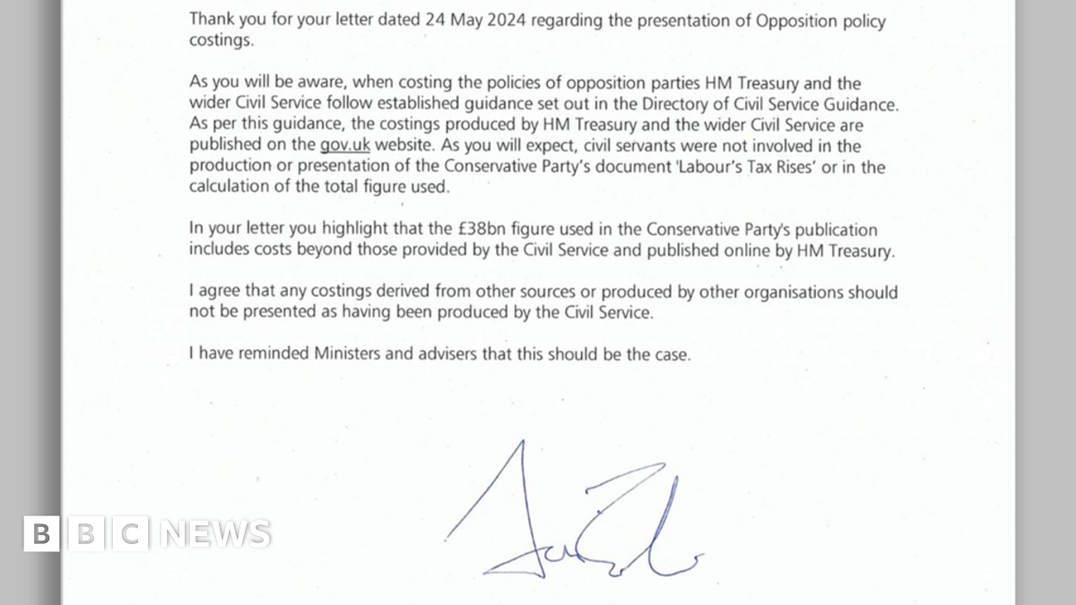 General election 2024: Treasury Letter in full - BBC News
