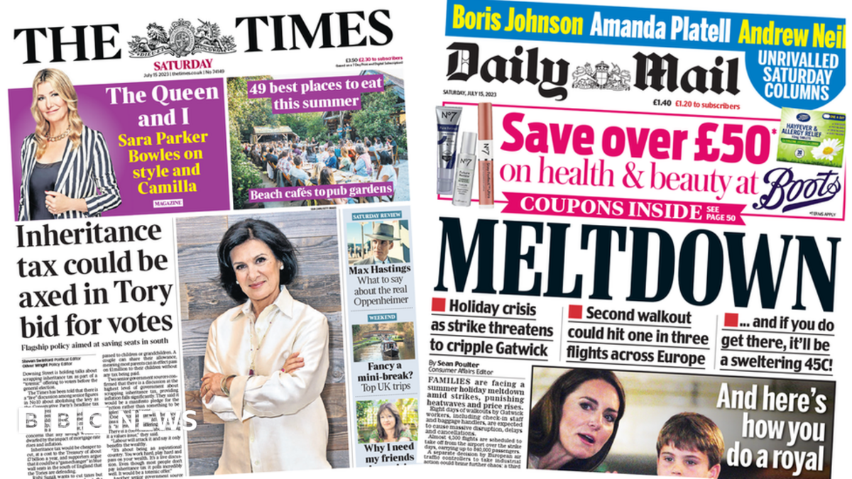 Newspaper review: Inheritance tax 'plans' and Europe's heat warning ...