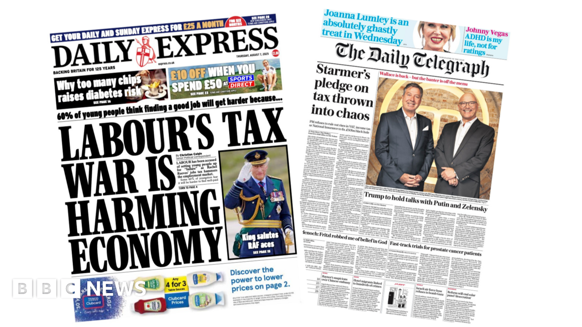 Newspaper headlines: 'Labour's tax war' and 'banter off the menu' - BBC ...