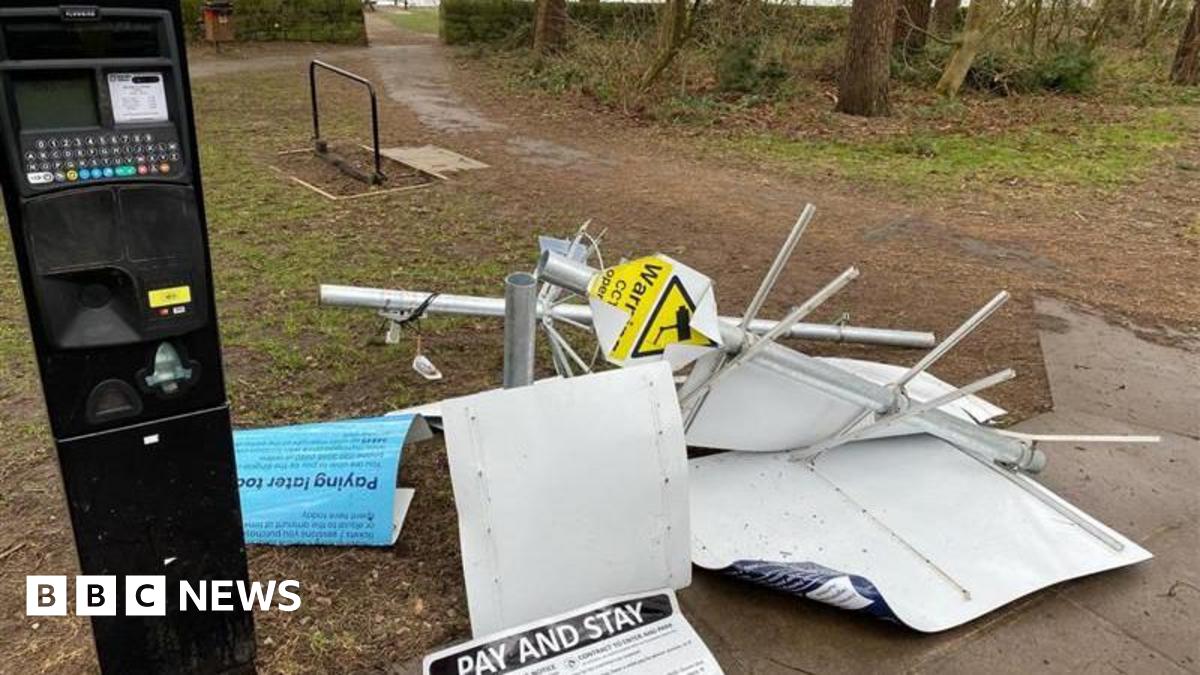 Car park ticket machines vandalised at landmarks - BBC News