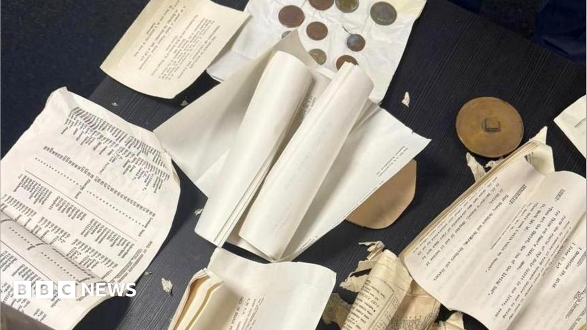 Time capsule found in rubble of church destroyed by fire - BBC News