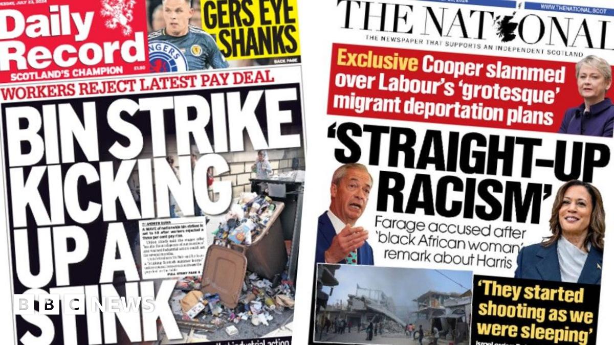 Scotland's papers: Bin strike 'stink' and Farage in racism row - BBC News