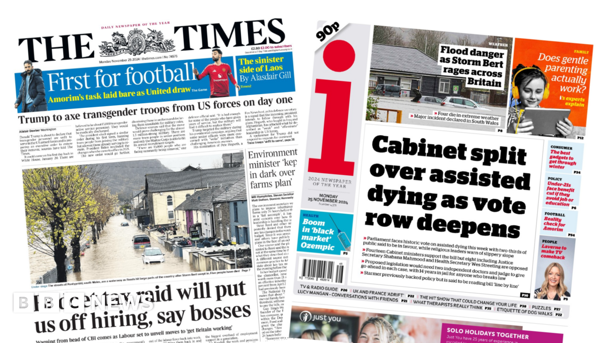 Newspaper headlines: 'Budget put us off hiring' and 'Cabinet assisted ...